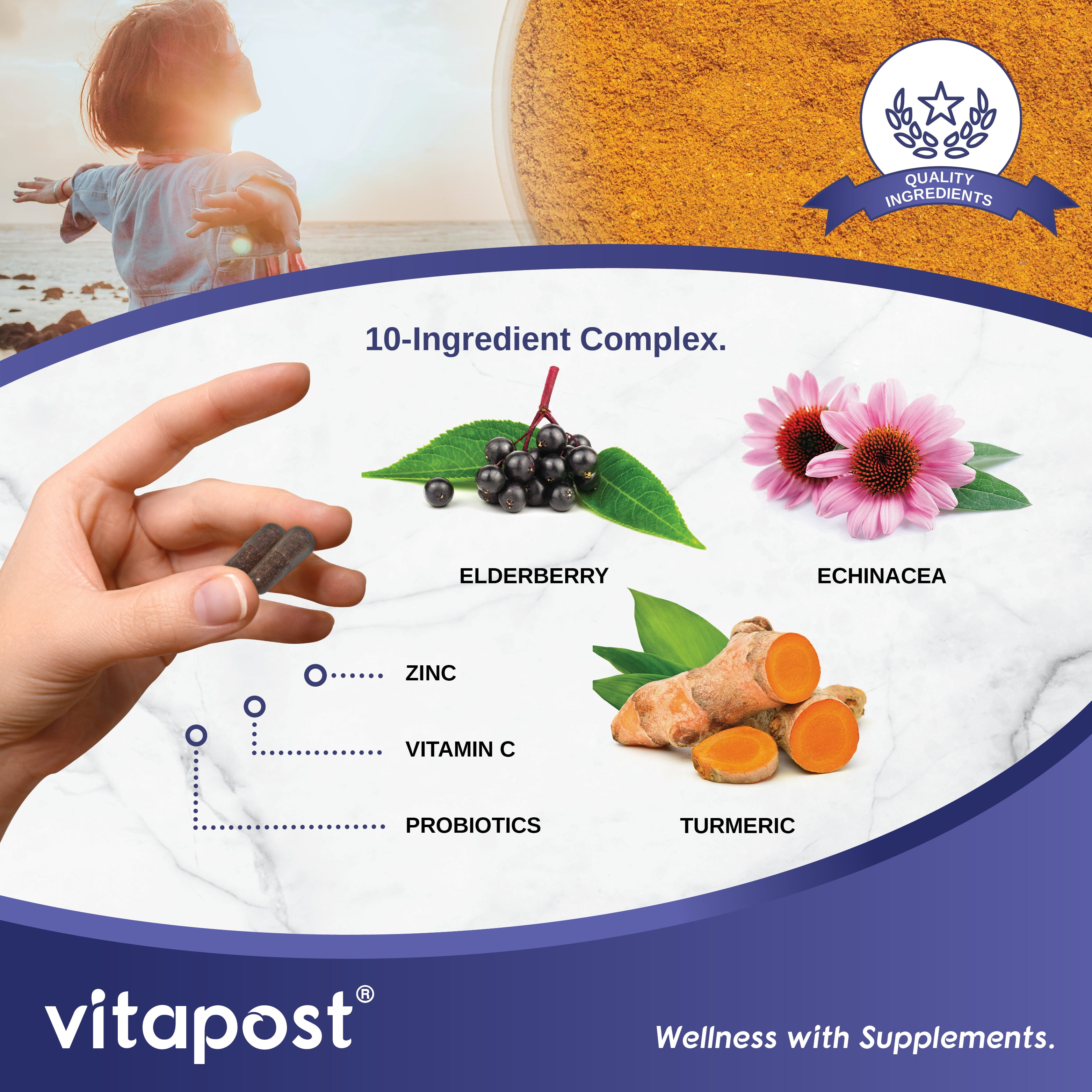 VitaPost Immune Complex Supplement with Vitamin C, Elderberry, Zinc ...