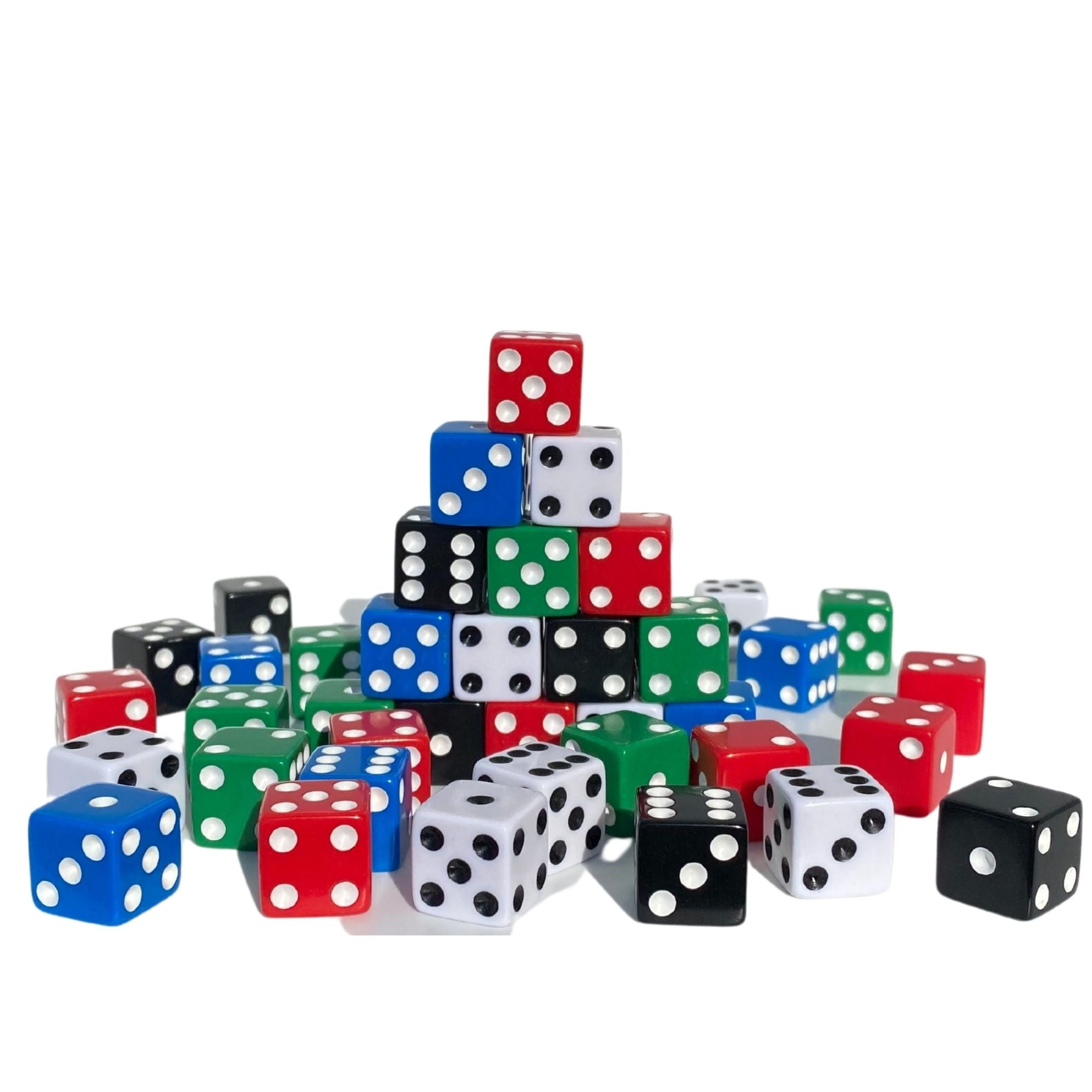 MR CHIPS D6 Standard 16 mm Opaque Dice with Pip Dots - 50 pack - 5 ...