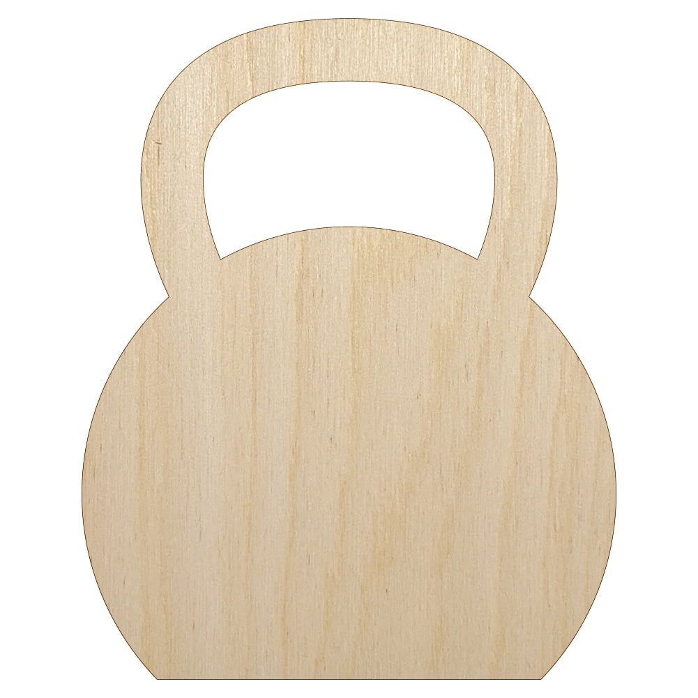 Kettlebell Weight Solid Wood Shape Unfinished Piece Cutout Craft DIY ...