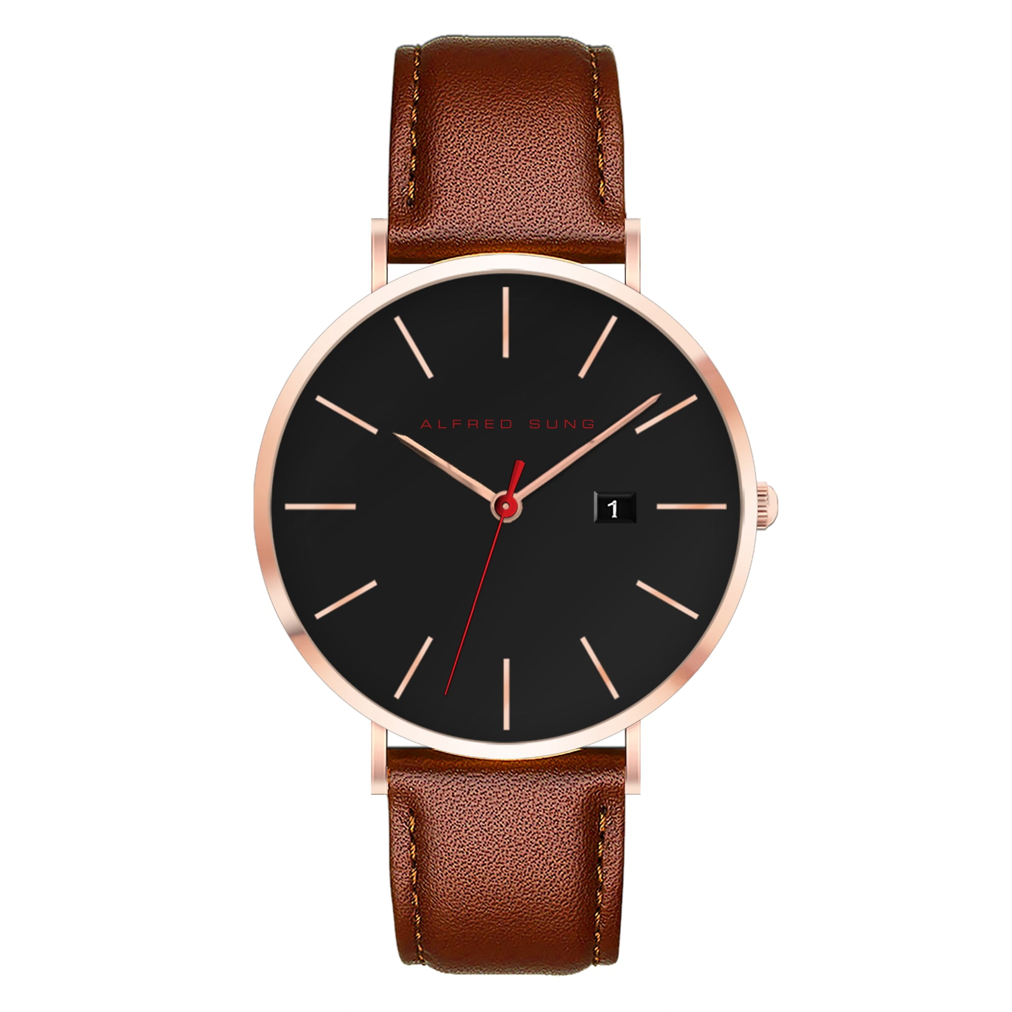 Click here for Alfred Sung Rosegold Metropolitan Date Black Dial... prices
