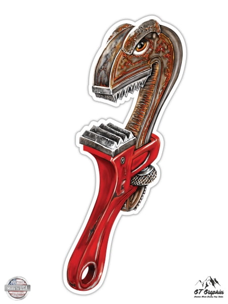 Wrench Plumber Mechanic - 3" Vinyl Sticker - For Car Laptop I-Pad Phone ...