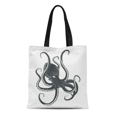 NUDECOR Canvas Tote Bag Cartoon Octopus Tentacles and Suction Cups ...