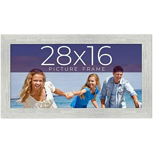 28X16 Frame Barnwood White Solid Wood Picture Frame Width 1.5 Inches ...