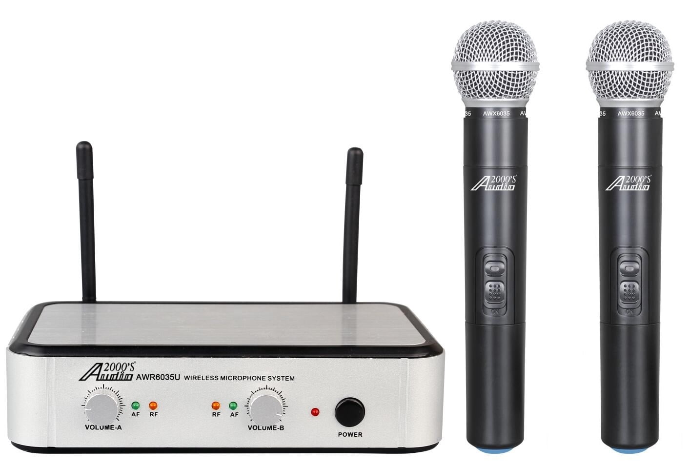Audio 2000s AWM6035U Dual Channel Wireless Handheld Microphone System ...