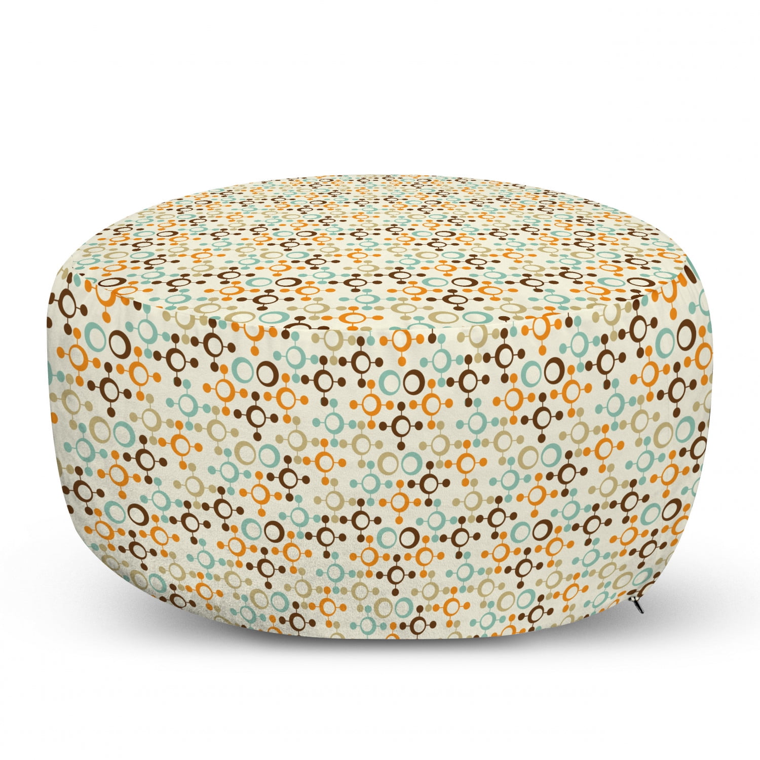 Abstract Pouf Cover with Zipper, Funky Molecule Like with Circles and ...