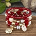 4pcs Bohemian Layer Bead String Elastic Bracelet Set Handmade ...