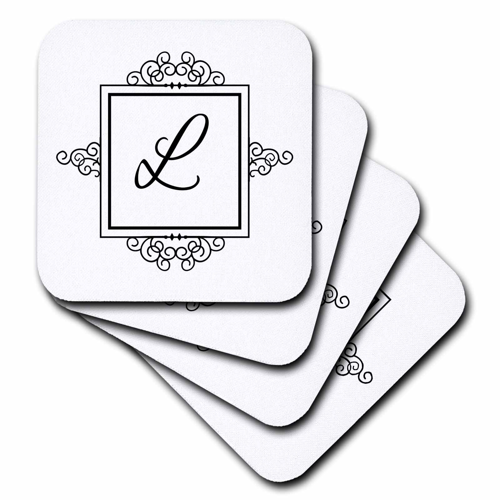 Initial letter L personal monogrammed fancy black and white typography ...