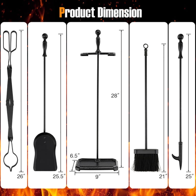 Fire Poker Set CKLT Fireplace Tools Set Indoor, 28