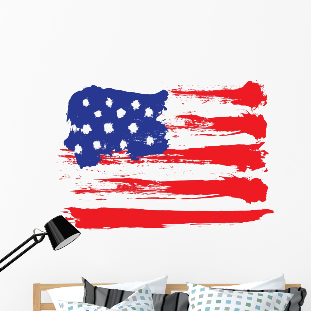 Grunge American Flag Wall Decal by Wallmonkeys Peel and Stick Graphic ...