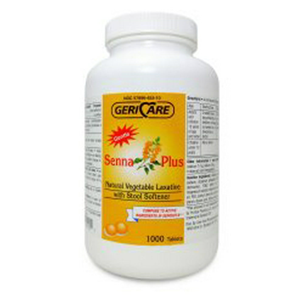 Senna Plus Stool Softener Tablet 1,000 per Bottle 50 mg - 8.6 mg ...