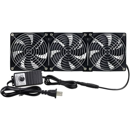 Big Airflow 3 * 120mm Fans DC 12V Powered Fan with AC 110V - 240V Speed ...