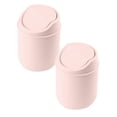 2 Pcs Pink Mini Desktop Trash Can with Flip-Top Lid, Leak-Proof Small ...