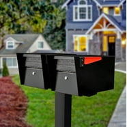 QualArc 14 in. Manchester Non-Locking Column Mount Mailbox with Decorative Pineapple Logo in ...