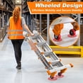 14FT Ladder with wheels and stabilizer bar, 330 lbs large load capacity ...