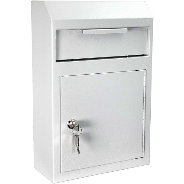POCHAR Metal Drop Box Locking Cabinet Mailbox Secure Anti-Theft Wall ...