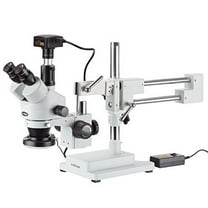 AmScope 3.5X-90X Simul-Focal Stereo Zoom Microscope on Boom Stand with ...