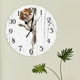 Brittany Spaniel Dog Peeking Round Wooden Wall Clock Battery Operated ...