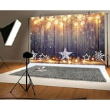 5 x 3 ft Christmas Backdrop Retro Rustic Shiny Lights Fade Stars ...
