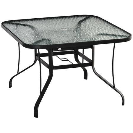 Outsunny 42-inch Patio Dining Table with Umbrella Hole Square Outdoor ...