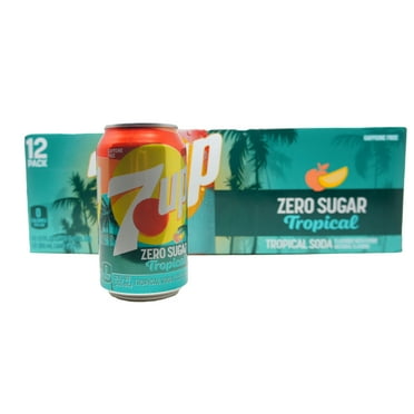 7UP Tropical Zero Sugar Caffeine Free Lemon Lime Mango Peach Soda Pop ...