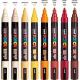 Uni Posca Paint Markers - Warm Tone Colors, Set of 8, Medium Tip, 2.5 ...