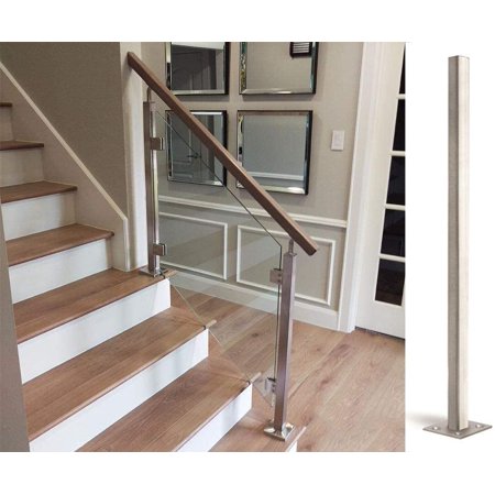 Stainless Steel Grade 316 Square corner railing post for 40" glass, end ...