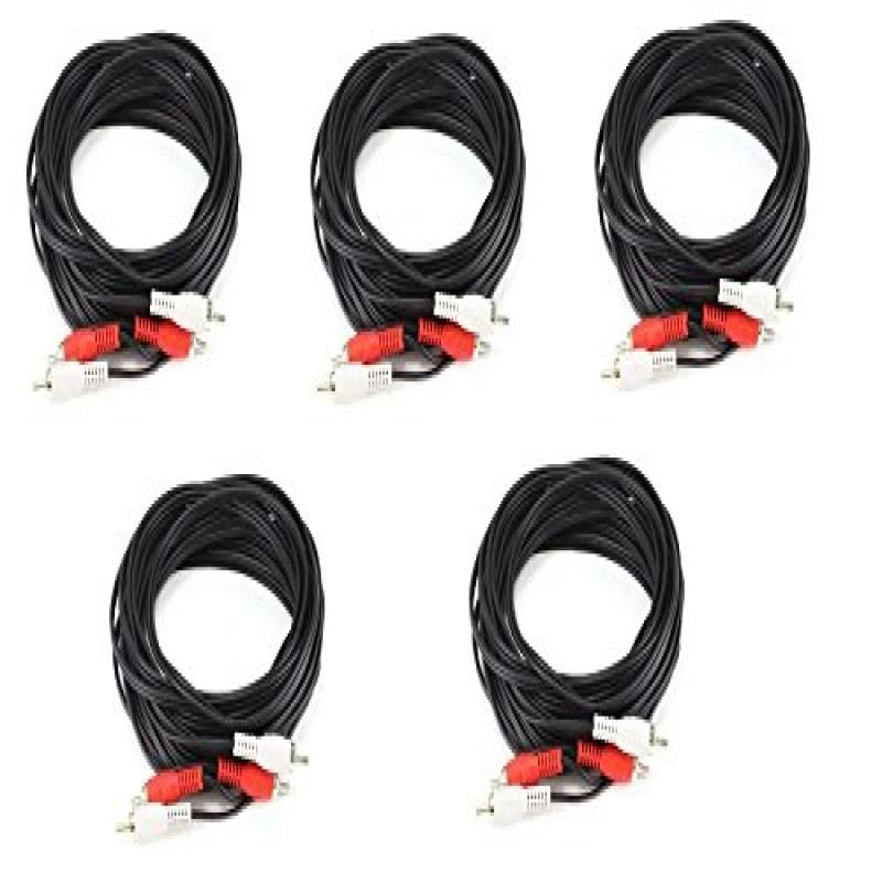 5 PCS 2 RCA Plug/2 RCA Plug M/M Cable Black 25 Feet, CNE588056 ...