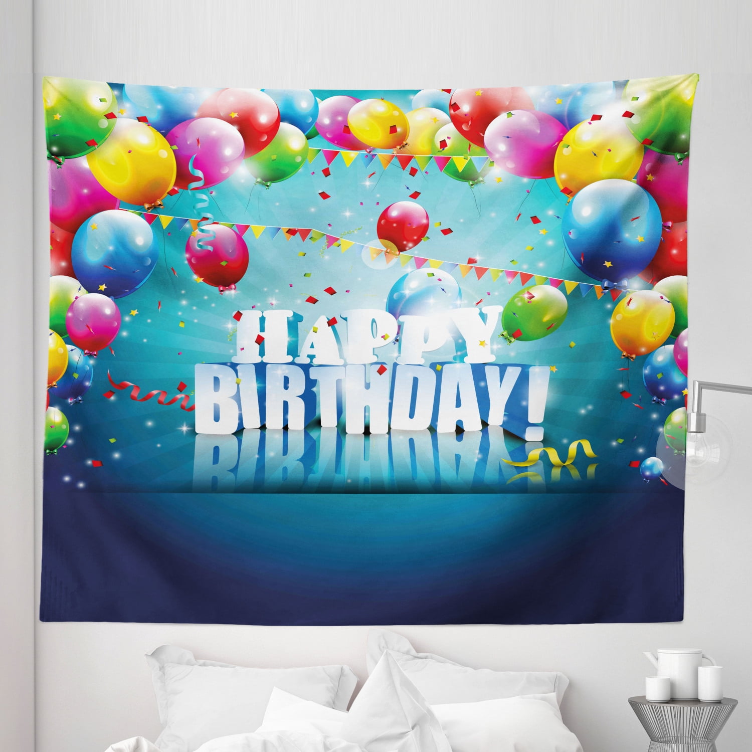 Birthday Tapestry, Realistic Design in 3D Style Text Vibrant Colorful ...