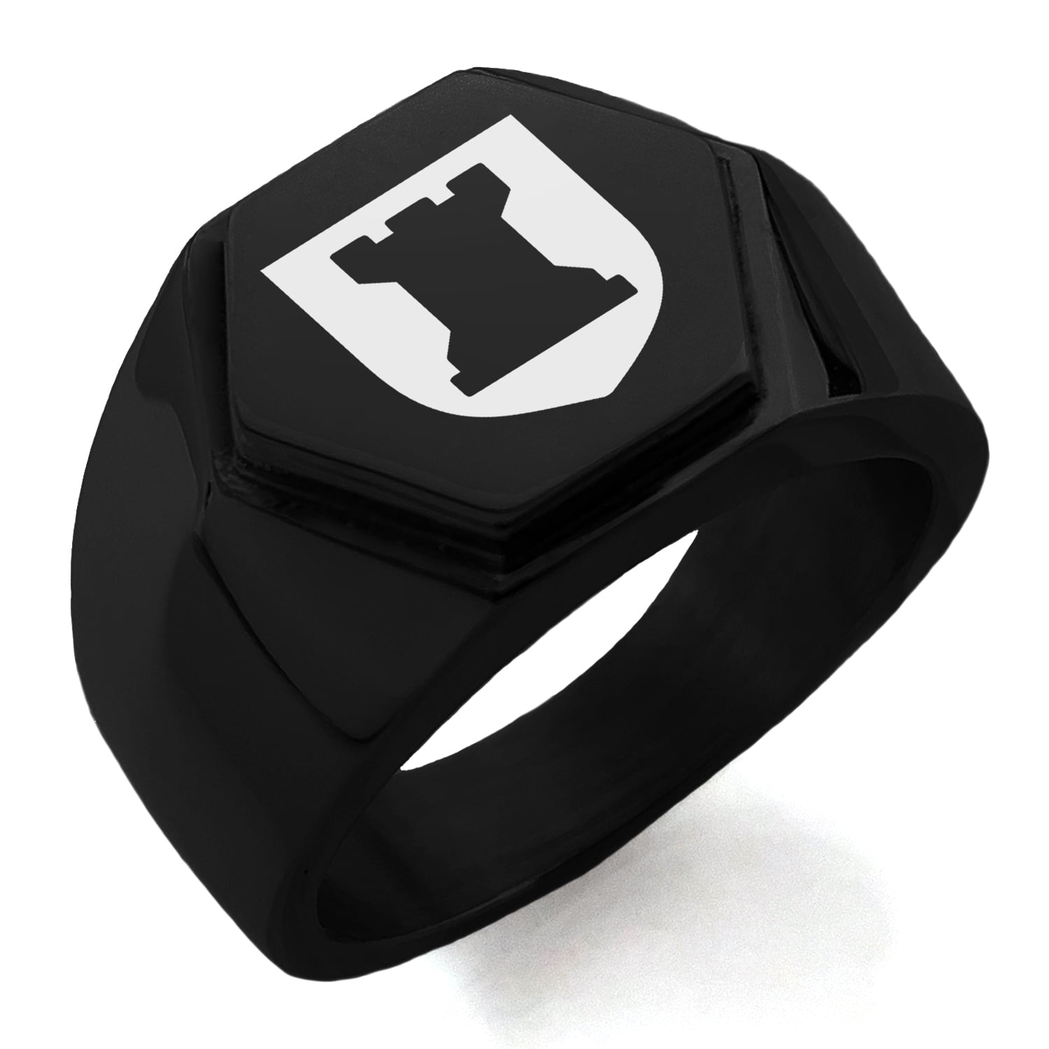 Stainless Steel Rook Strategy Coat of Arms Shield Engraved Hexagon ...