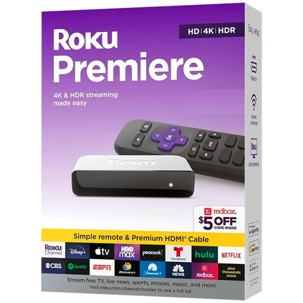 TV BOX ROKU Premiere Reproductor de Streaming 4K HDMI Wi-Fi 3920RW-SW ...
