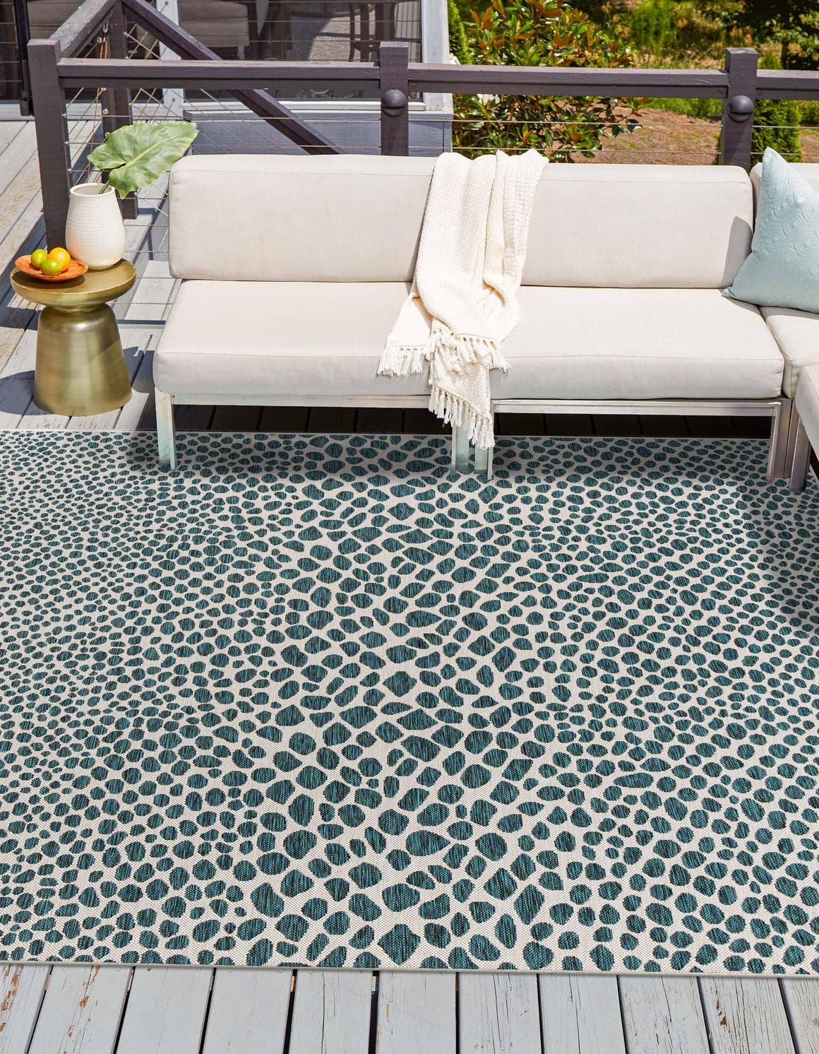 Rugs.com Jill Zarin Outdoor Collection Rug – 7' 10 Square Teal ...