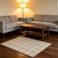Beige White Checkered Indoor Outdoor Rug, Washable Low Pile Living Room ...