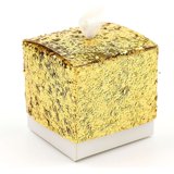 Efavormart 25 Pack | 2" Gold Sequin Glitter Mini Gift Boxes With White ...