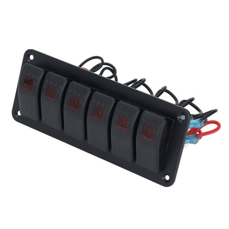 Qiilu 6 Gang Switch Panel LED Rocker On Off Switch For Car RV Bus ...
