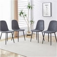 COSMOS Set of 4 Modern Dining Chairs, Dark Gray Linen Upholstery ...