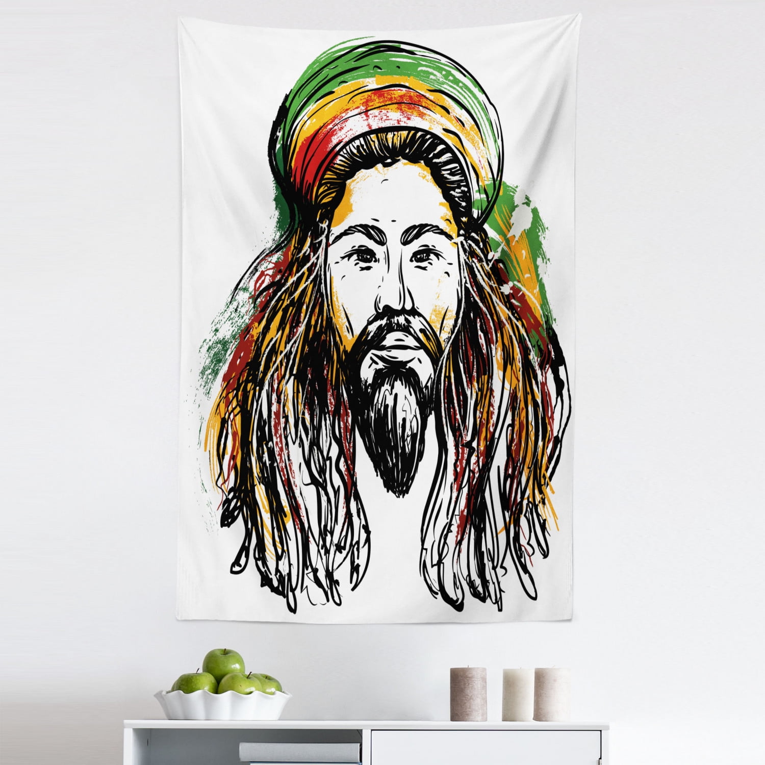 Rasta Tapestry, Rasta Man Jamaican Island Theme Reggae Folk Culture ...