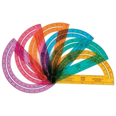 School Smart Clear Plastic Semicircular Protractor w/ 6" Ruler, 12 ct ...