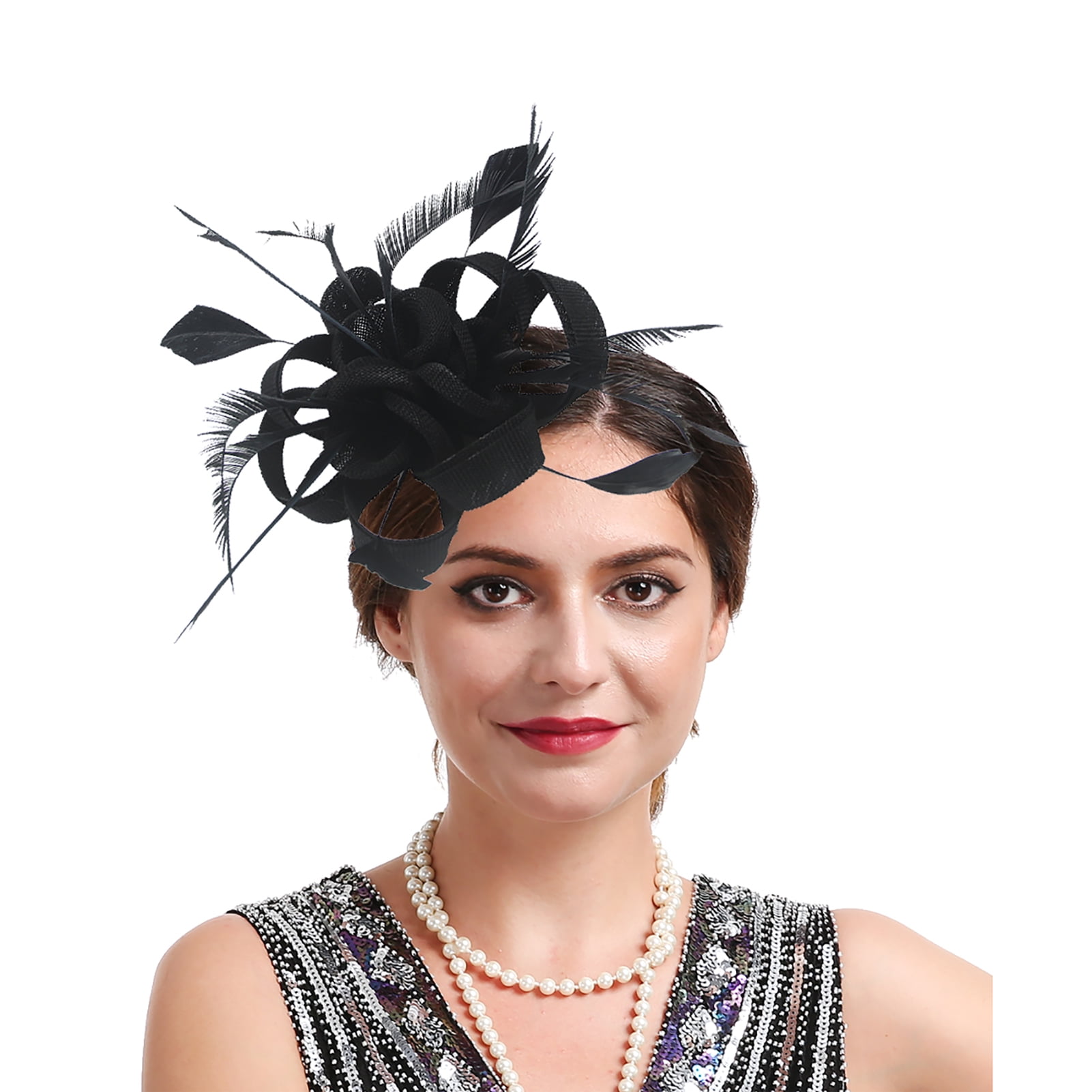 Party Fascinator for Women, Retro Feather Multi Layers Headwear, Dress ...