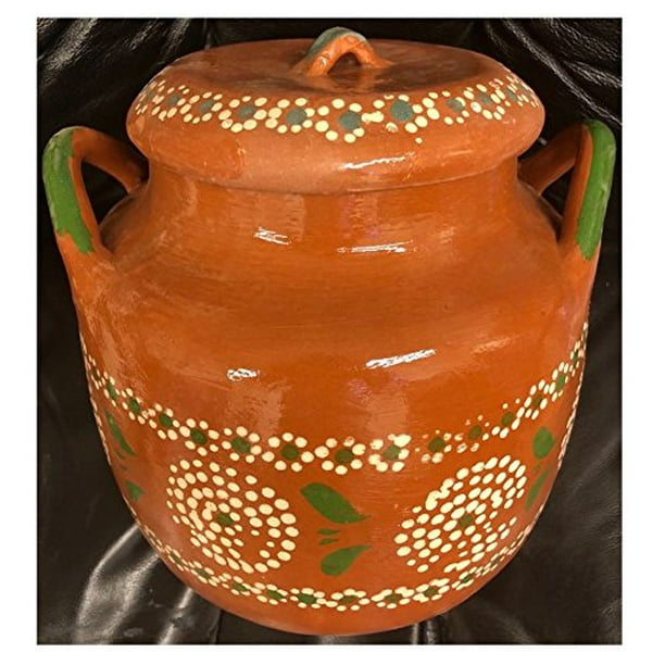 Authentic Mexican Barro Olla Bola Grande Con Tapa Mexicana Para Frijol ...