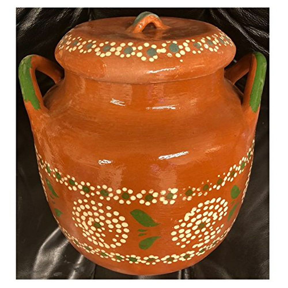 Authentic Mexican Barro Olla Bola Grande Con Tapa Mexicana Para Frijol ...
