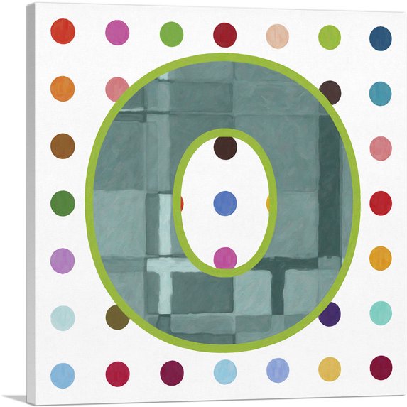 ARTCANVAS Fun Polka Dots Letter O Canvas Art Print - Size: 18" x 18" (0 ...