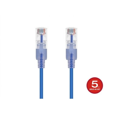 Monoprice 10-Pack SlimRun Cat6A Ethernet Network Patch Cable 1ft Blue ...