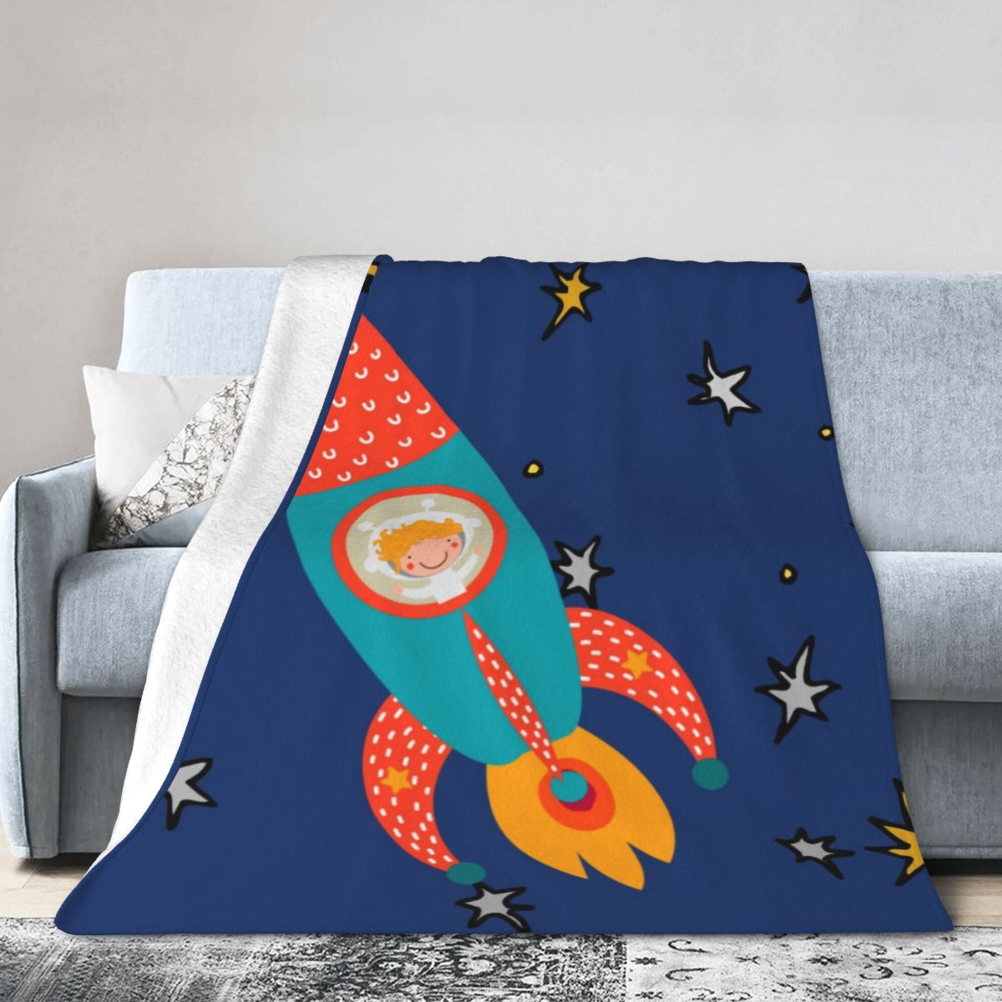 ZICANCN Rocket Cartoon Cute Anti-Pilling Flannel Bed Throw Blankets ...