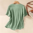 STETMN Women's Linen Short Sleeve Top, Embroidered Scoop Neck Loose ...