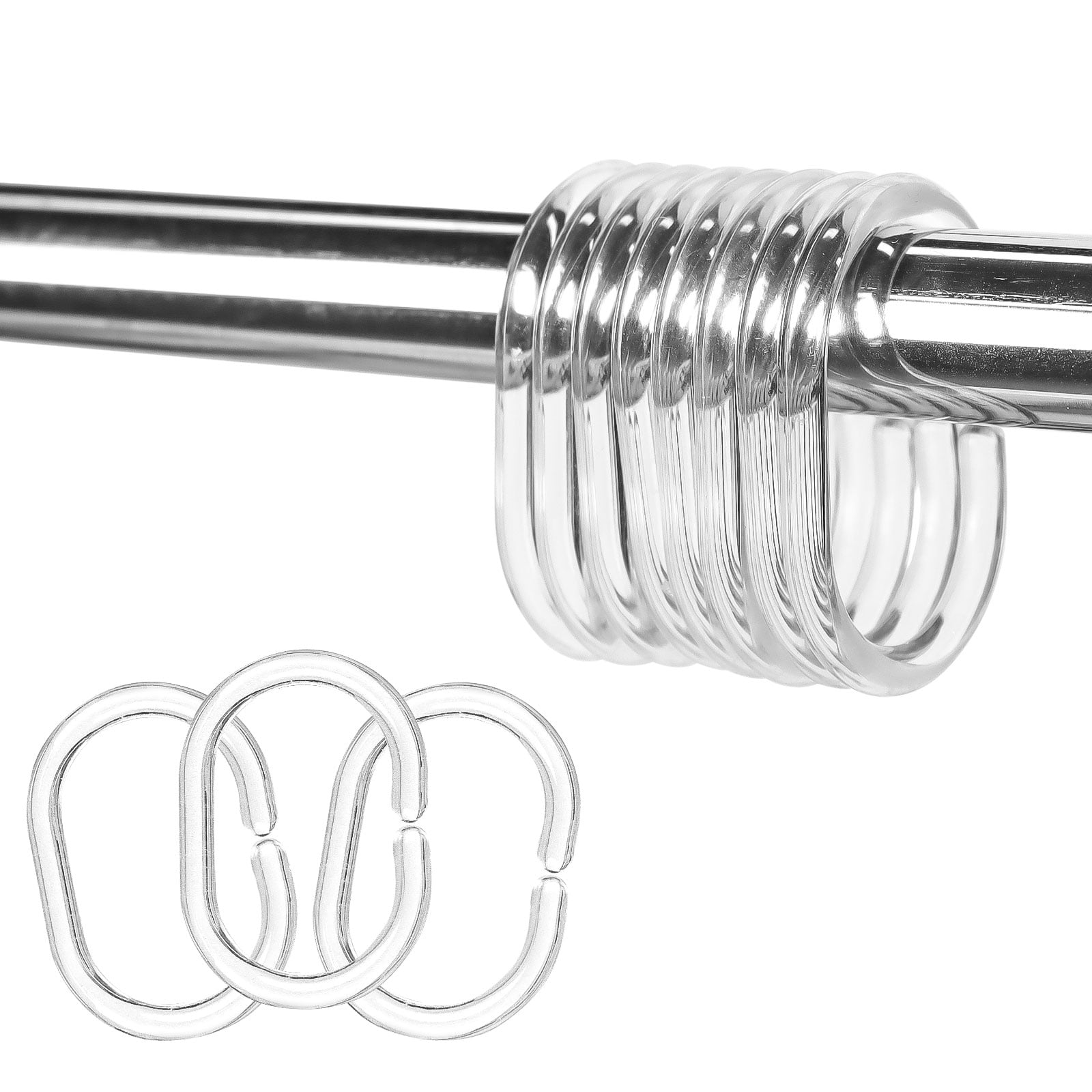 24pcs Shower Curtain Rings Plastic Curtain C Rings Hook Hanger Bath ...