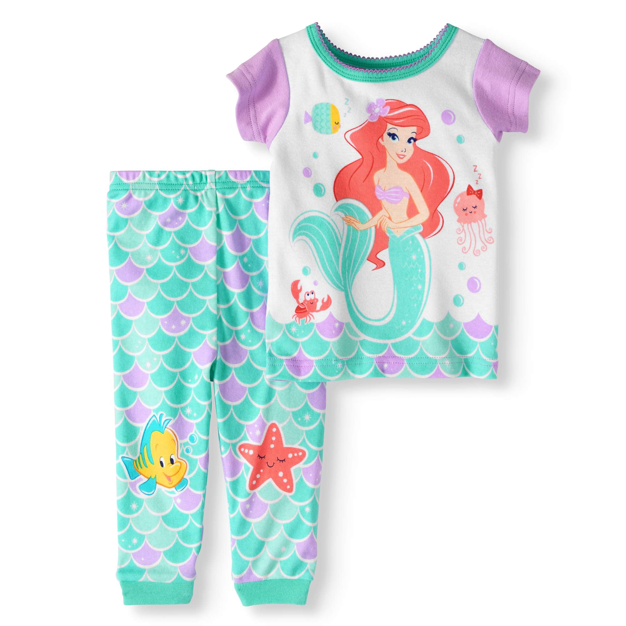 Little Mermaid Baby girl cotton tight fit pajamas, 2pc set – Walmart ...