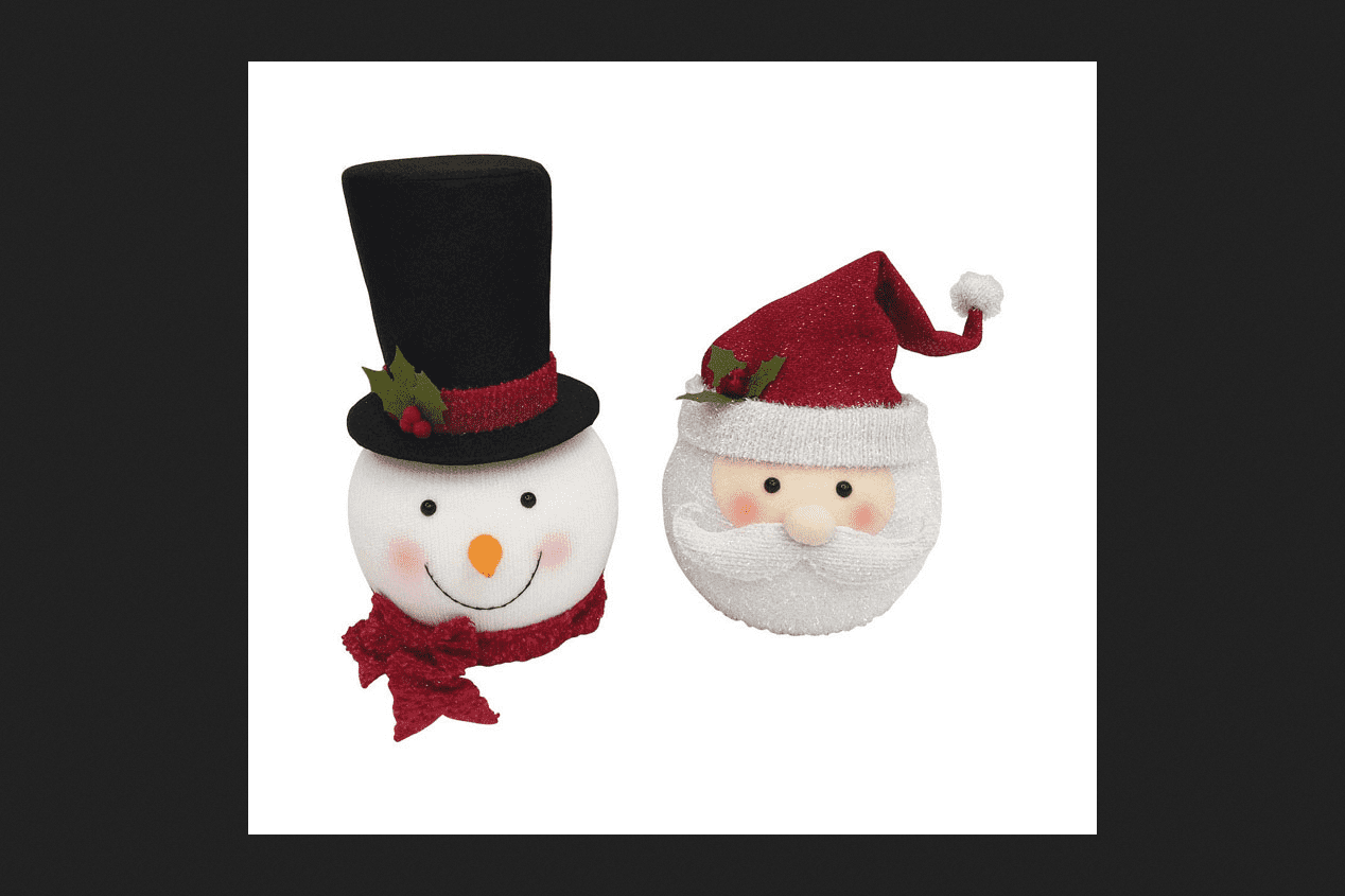 Celebrations Santa/Snowman Head Tree Topper Christmas Decoration ...