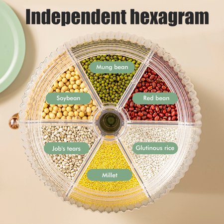 Food Grain Storage Container Large Capacity 10L 6 Grid Rotatable Rice ...