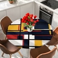 Abstract Mondrian Color Block Round Fitted Tablecloth with Elastic Edge ...