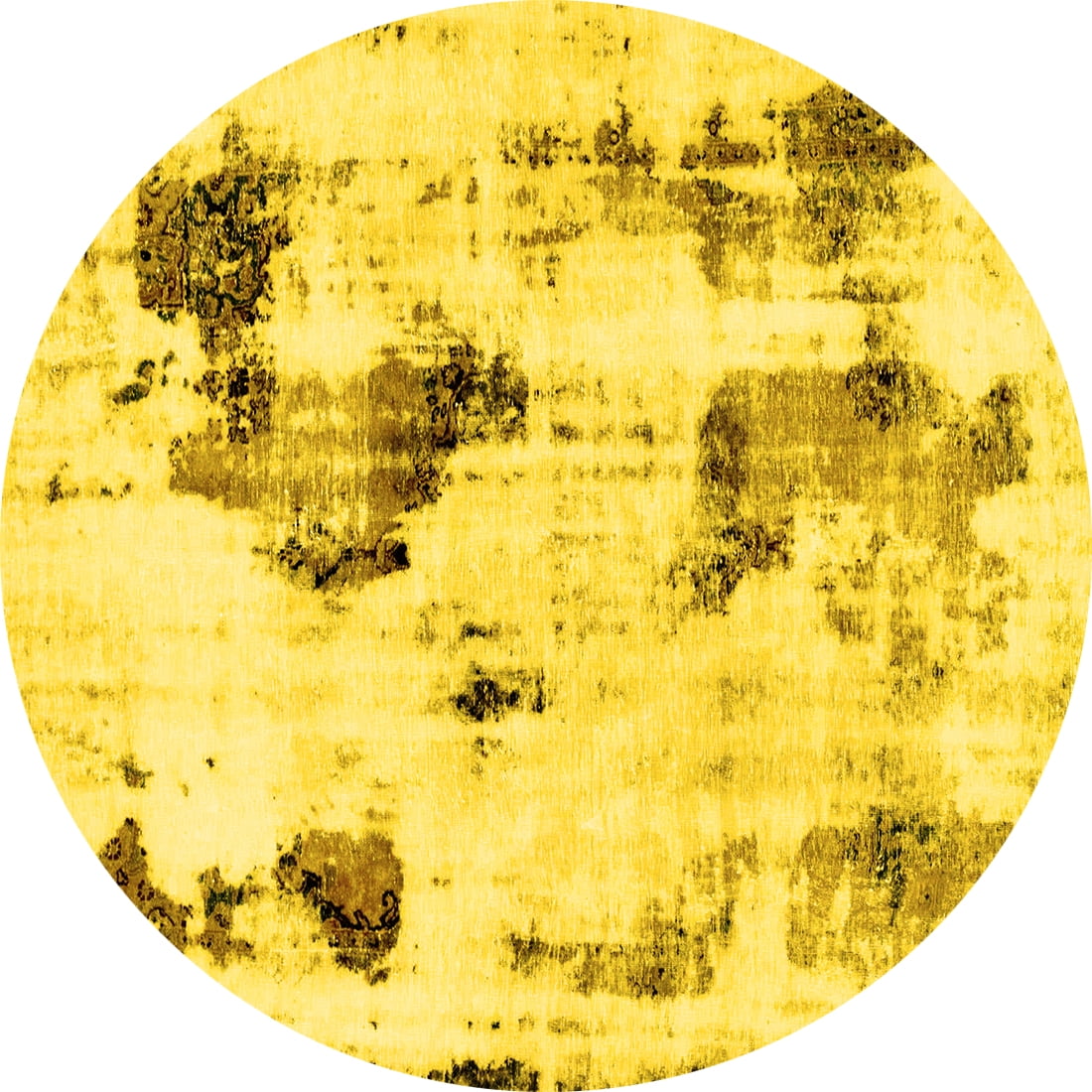 Ahgly Company Indoor Round Abstract Yellow Modern Area Rugs, 6' Round ...